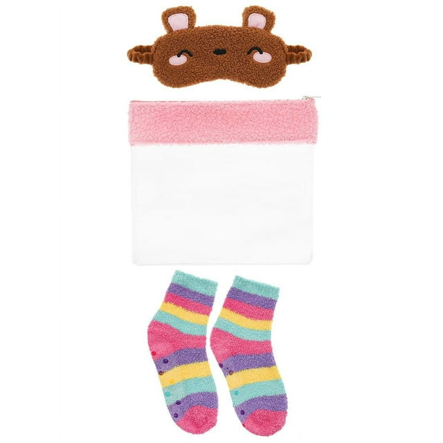 Wonder Nation Girl's Teddy Bear Sleepover Plastic Polyester Kit, (3 ...