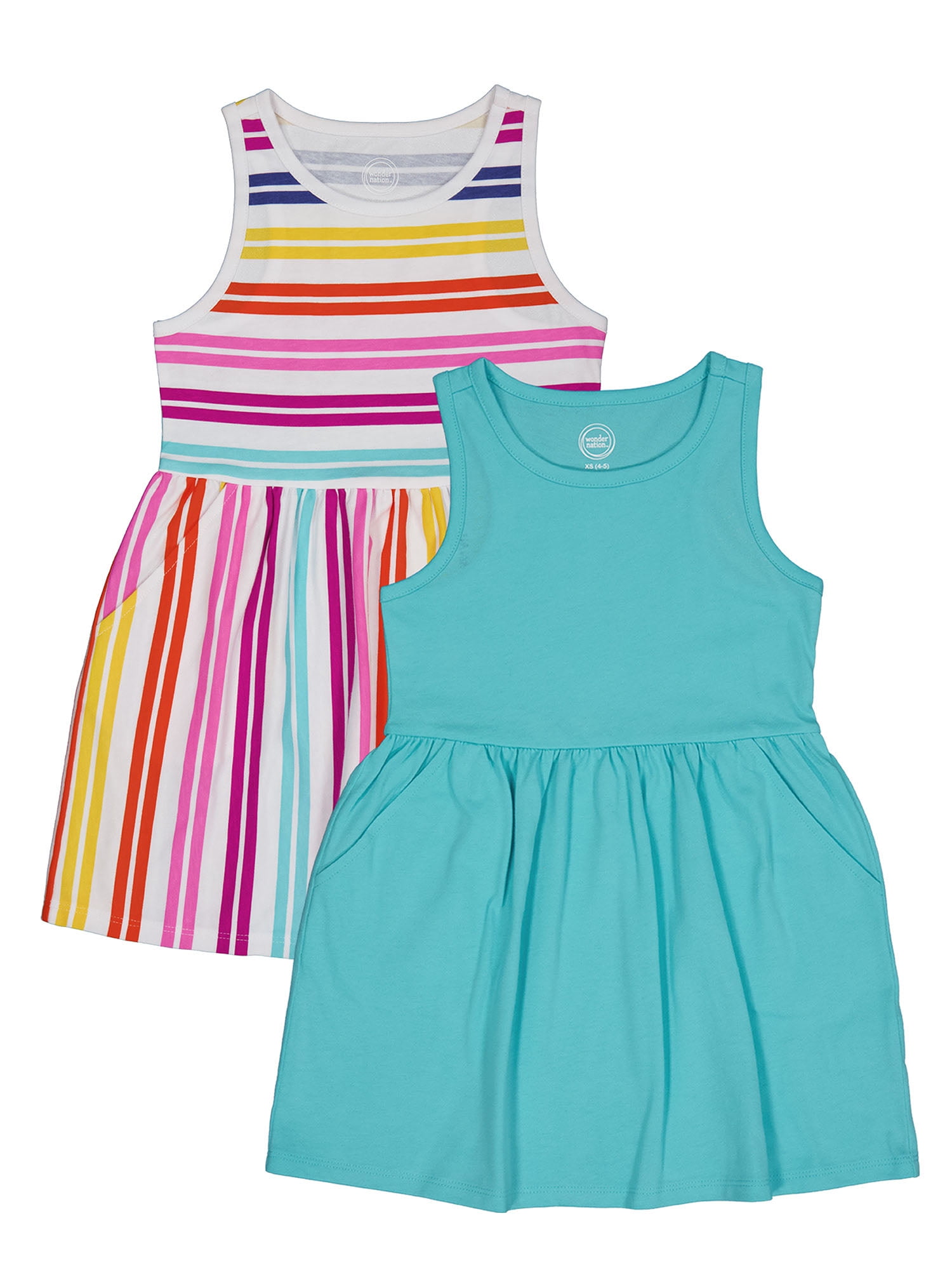 Wonder Nation Girls Tank Play Dress 2-Pack Sizes 4-18 Plus Soft ...