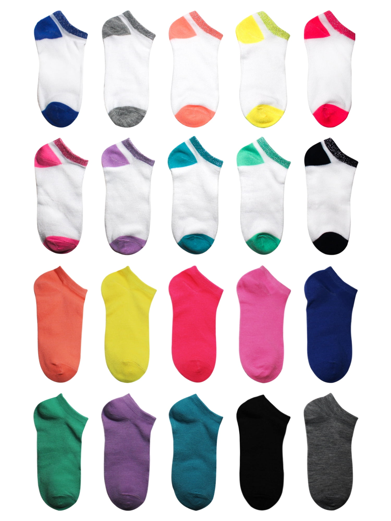 Wonder Nation Girls 20 Pack Socks, No Show, Sizes S-L - Walmart.com