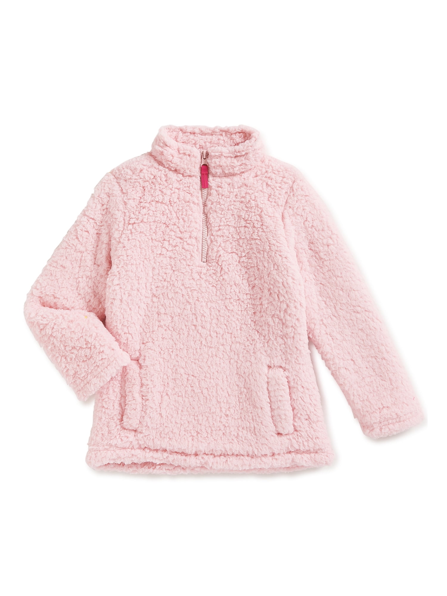 Wonder Nation Girls Quarter Zip Sherpa Fleece Pullover Brushed Two ...