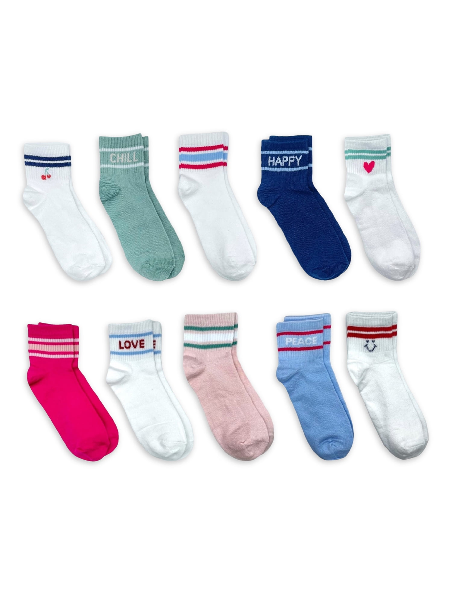 Wonder Nation, Girls Ankle Icon Socks, 10-Pack, Sizes S-L - Walmart.com