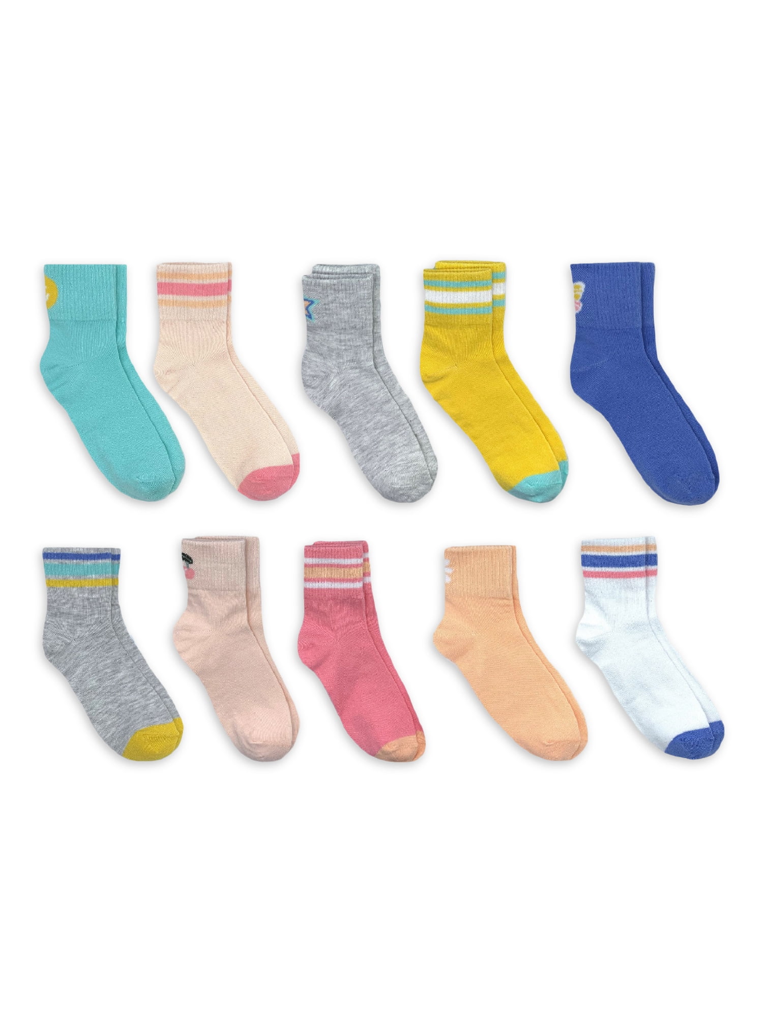 Wonder Nation, Girls Ankle Icon Socks, 10-Pack, Sizes S-L - Walmart.com