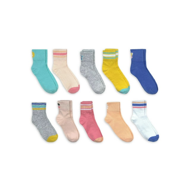 Wonder Nation, Girls Ankle Icon Socks, 10-Pack, Sizes S-L - Walmart.com
