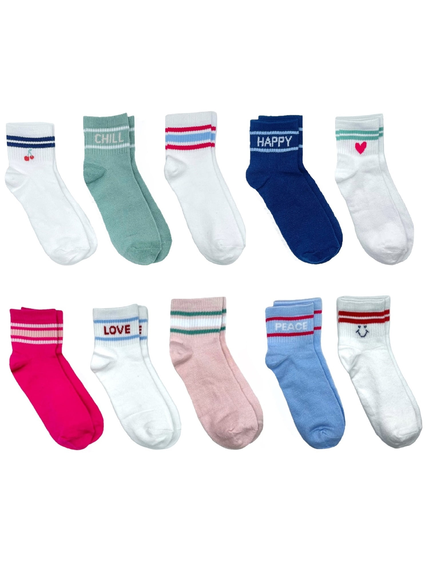 Wonder Nation Girls Ankle Icon Socks, 10-Pack, Sizes S-L - Walmart.com