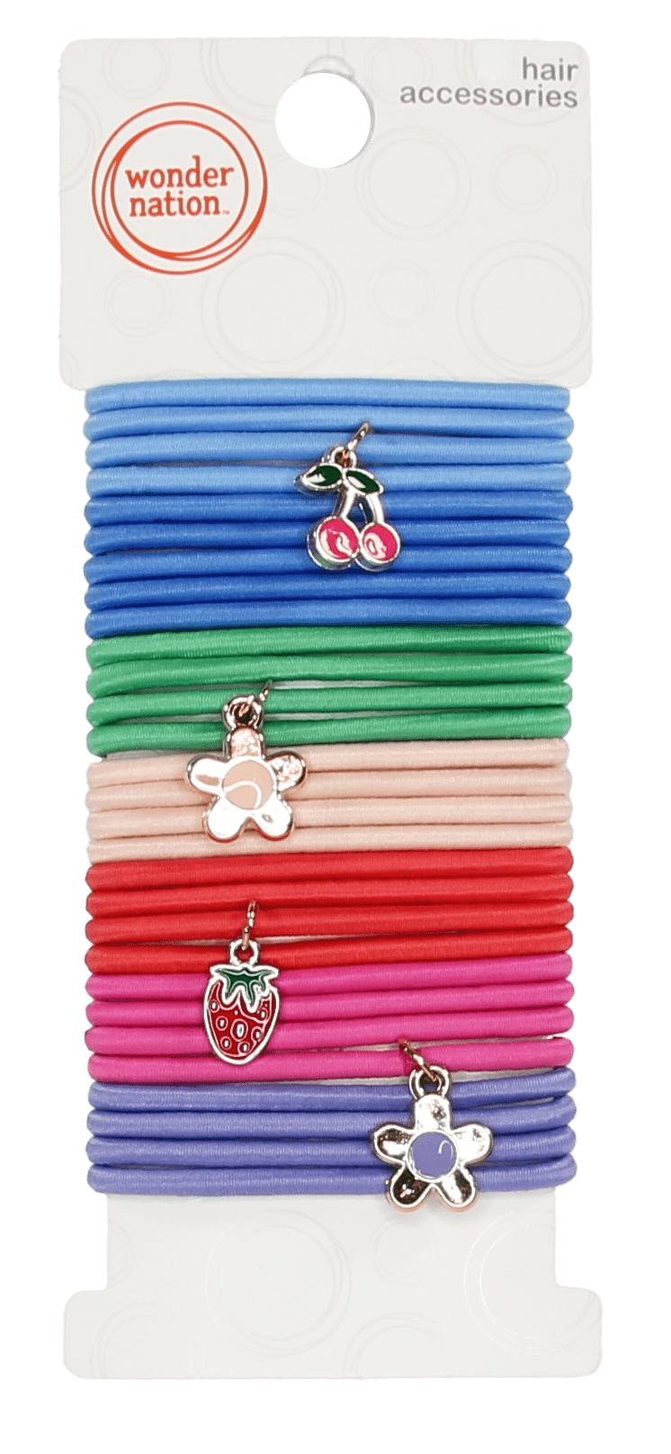 Wonder Nation Girls Assorted Hair Elastics with Charms, 30-Piece, Multi ...