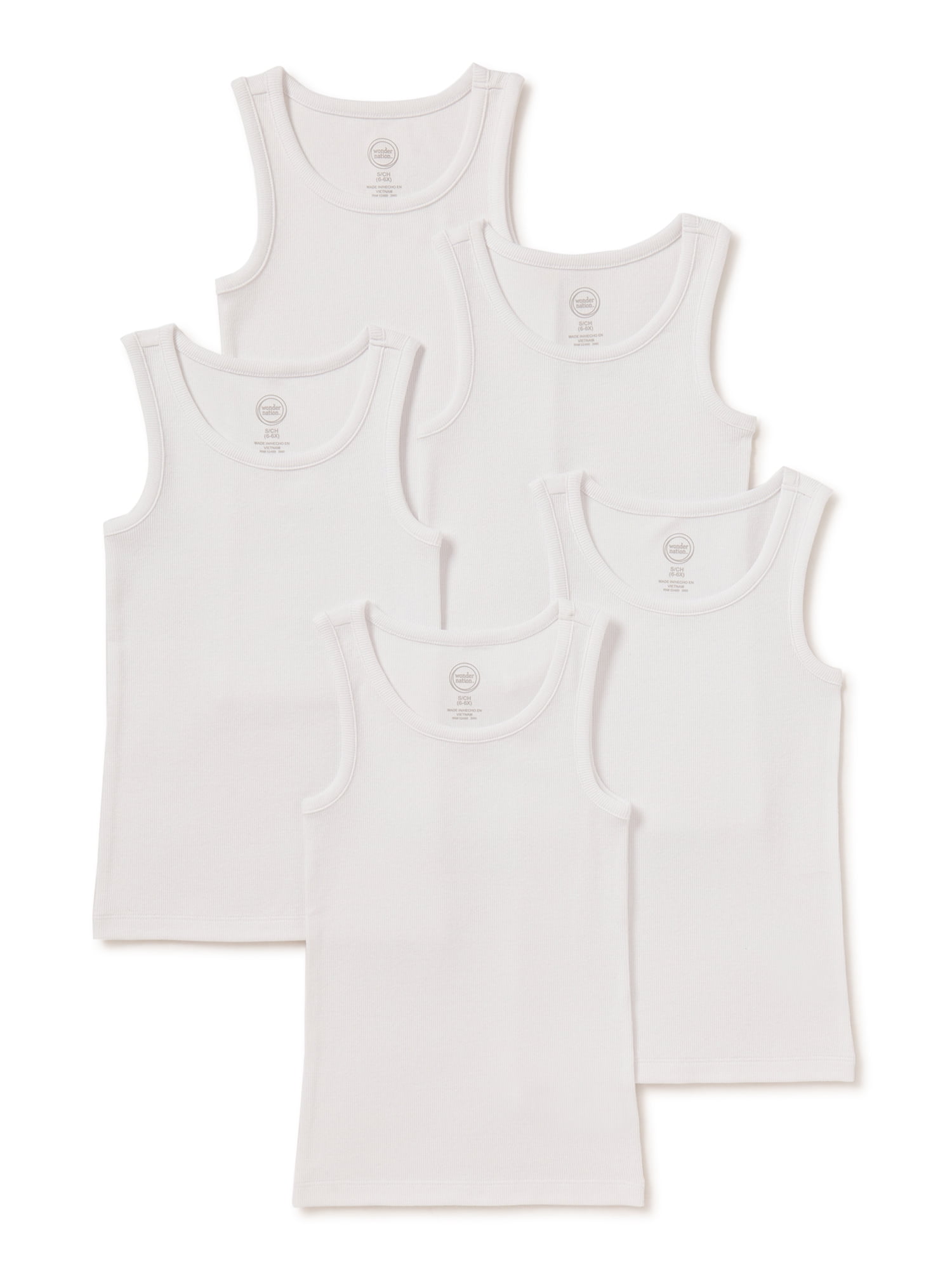 Wonder Nation Girls Basic Tank Tops, 5-Pack, Sizes 4-18 & Plus ...