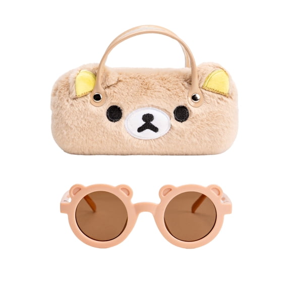Wonder Nation Girls Bear Sunglasses with Case, Tan - Walmart.com