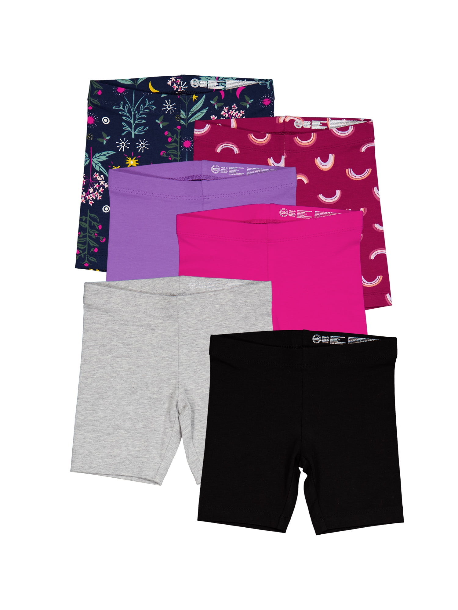 Wonder Nation Girls Bike Short, 6-Pack, Sizes 4-18 & Plus - Walmart.com