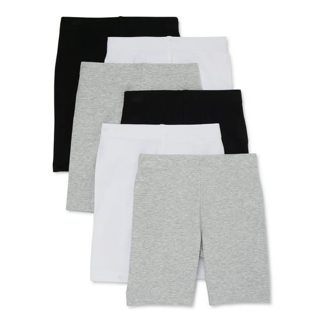 Wonder Nation Girls Bike Shorts 6-Pack, Sizes 4-18 Plus, Soft Stretchy ...