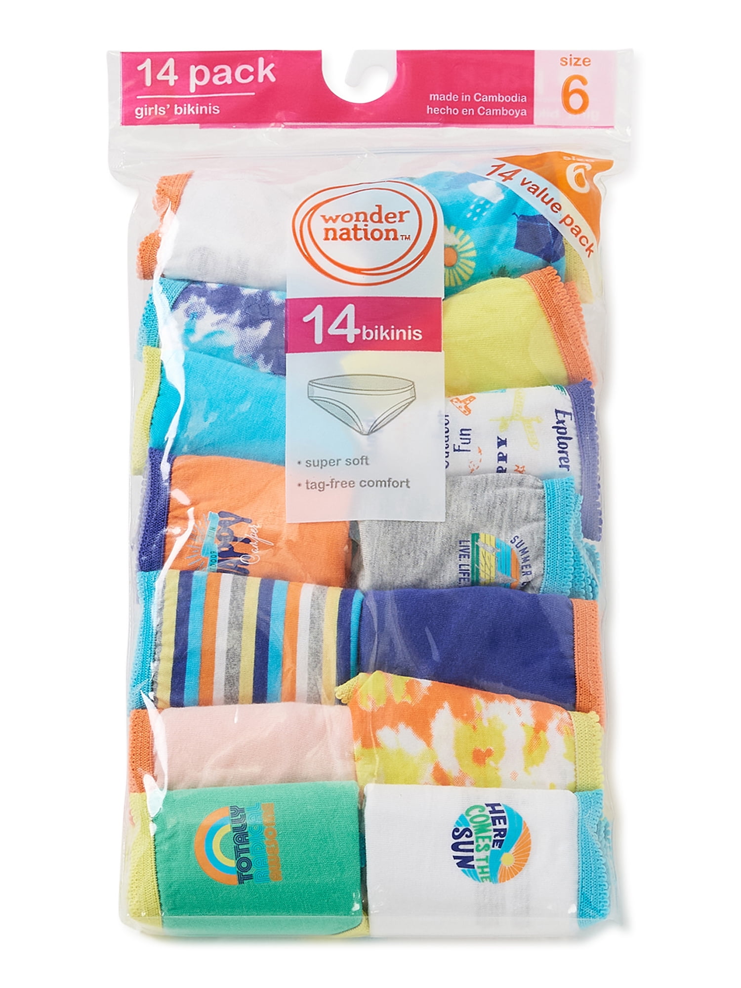 Wonder Nation Girls Bikini Brief Underwear 14-Pack - Walmart.com
