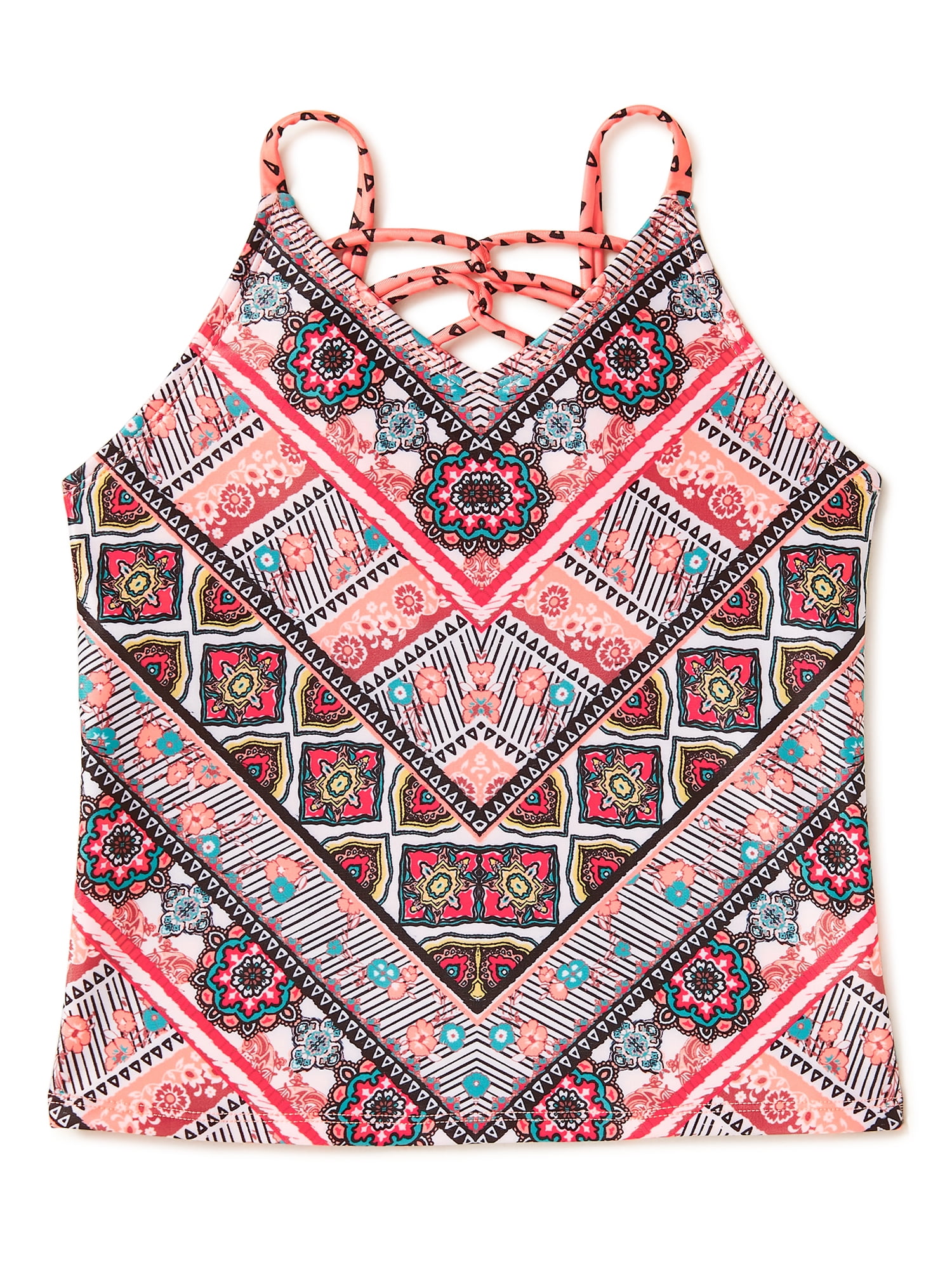Wonder Nation Girls Boho Ditzy Mix & Match Swim Tankini Top, Sizes 4-18 ...