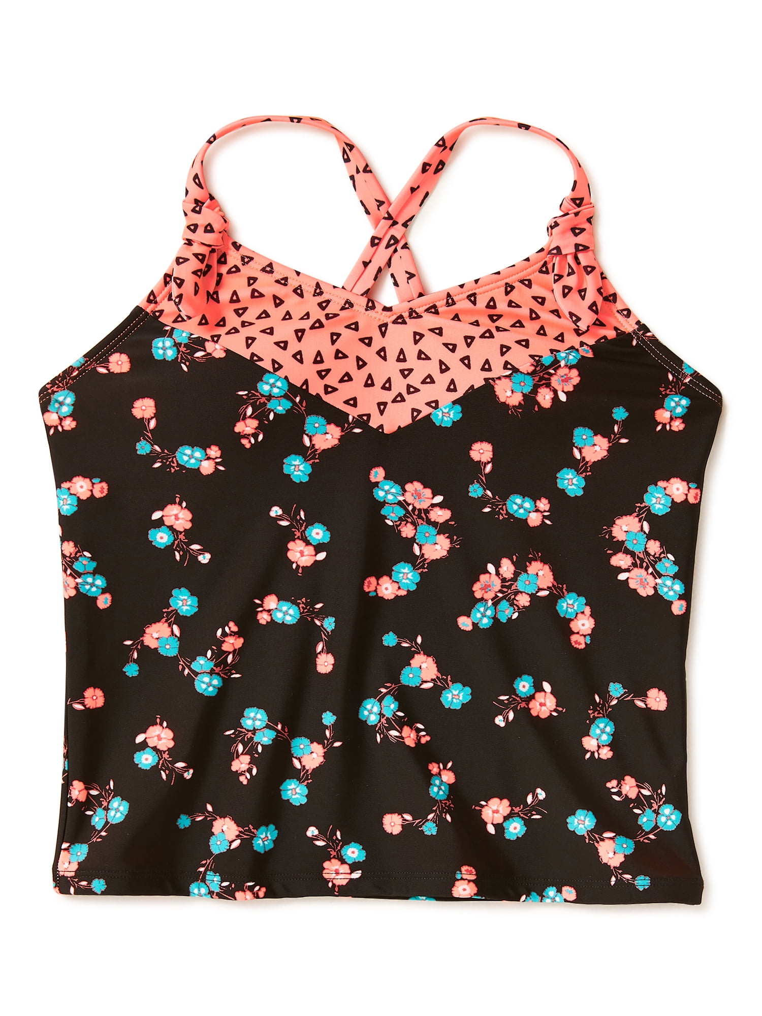 Wonder Nation Girls Boho Ditzy Mix & Match Swim Tankini Top, Sizes 4-18 ...