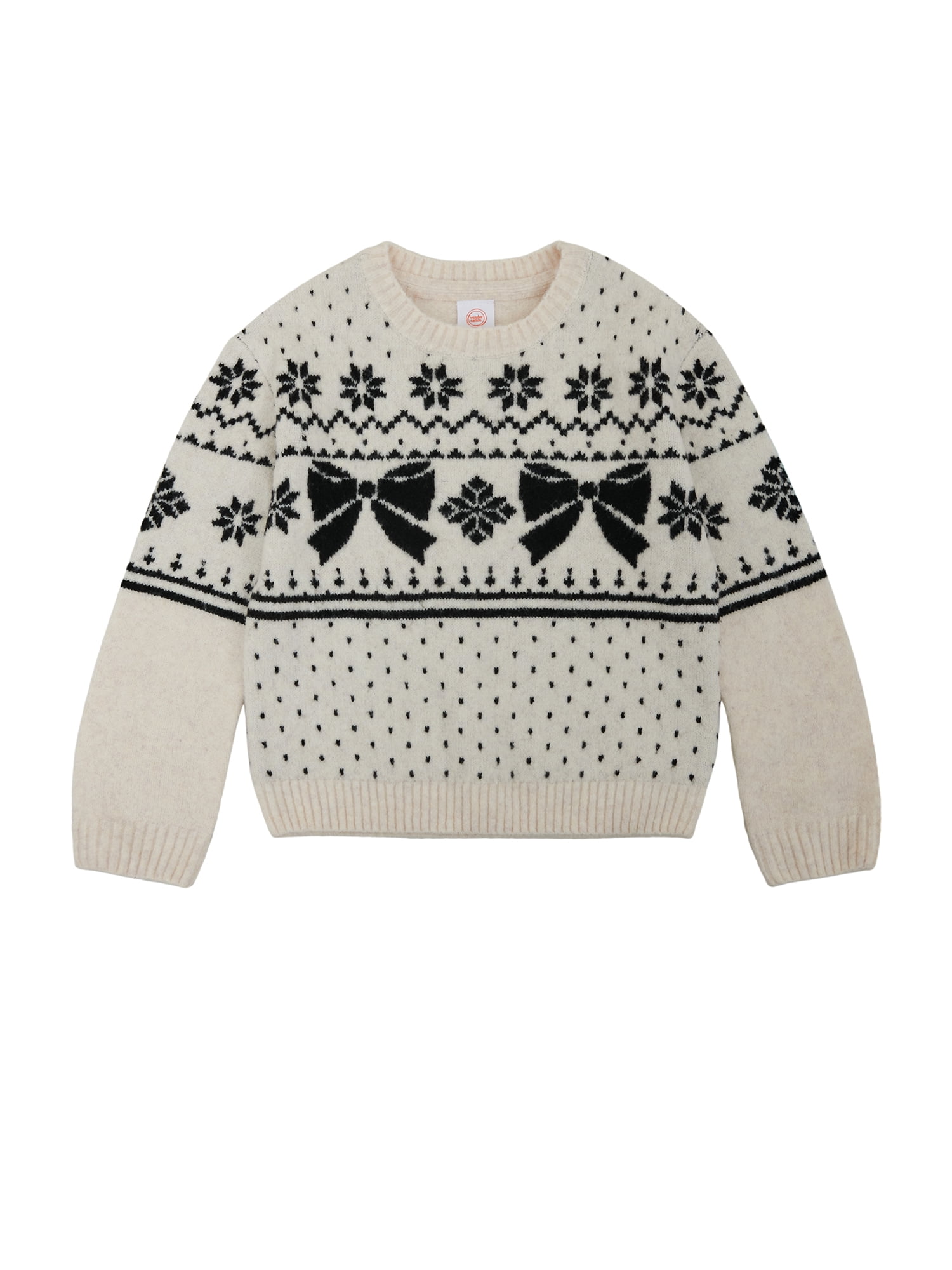 Wonder Nation Girls Holiday Fair Isle Sweater, Sizes 4-18 & Plus ...
