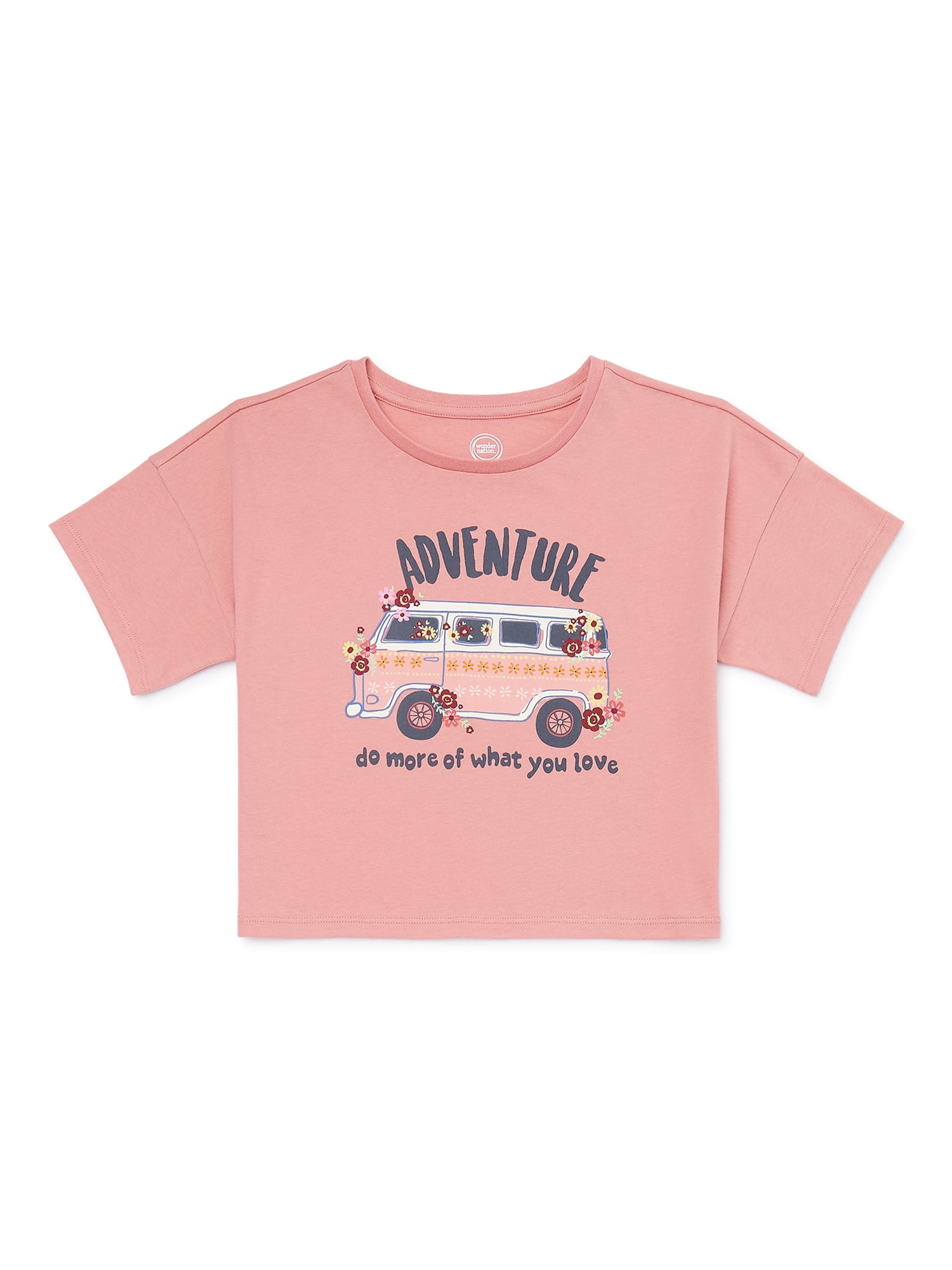 Wonder Nation Girls Boxy Graphic Tee, Sizes 4-18 - Walmart.com