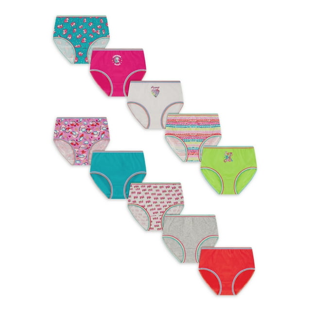 Wonder Nation Girls Brief Underwear, 10-Pack, Sizes 4-18 & Plus ...