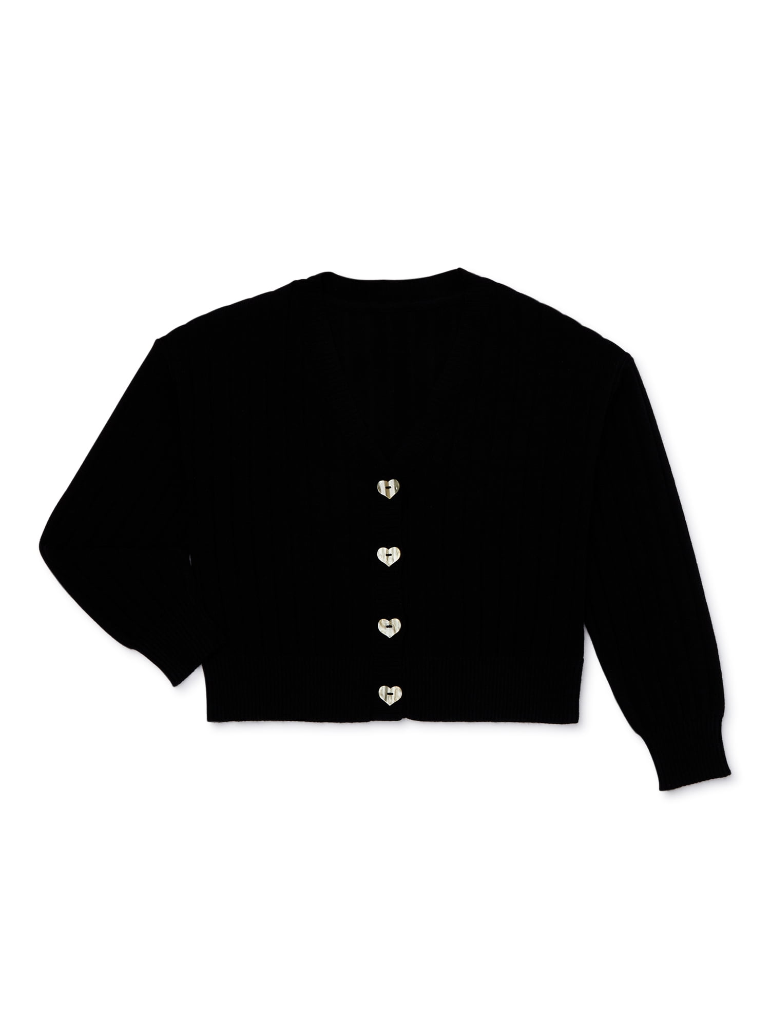 Wonder Nation Girls' Cozy Knit Cardigan Sweater with Heart Buttons ...