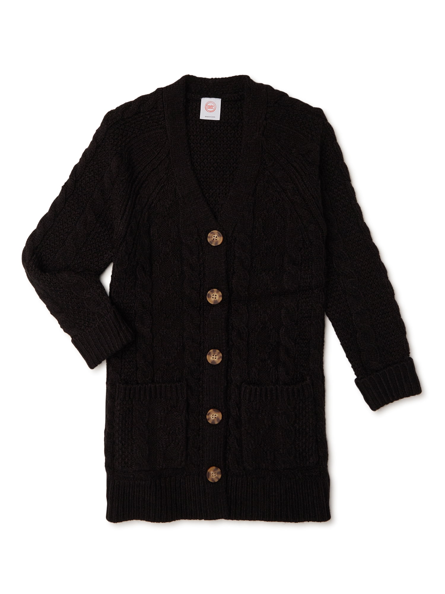 Wonder Nation Girls' Cable Knit Cardigan, Sizes 4-18 & Plus - Walmart.com