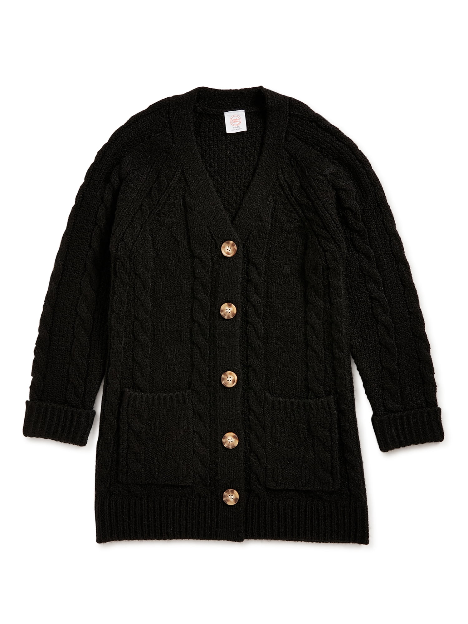 Wonder Nation Girls Cable Knit Cardigan Sizes 4-18 & Plus - Walmart.com