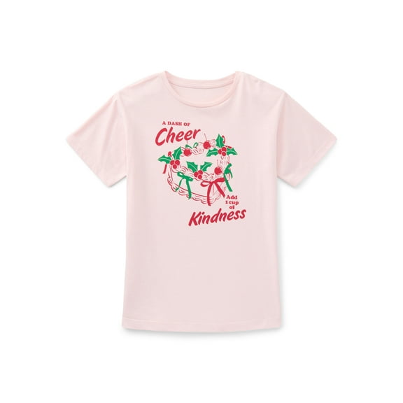 Wonder Nation Girls Crinkle Jersey Tee with Short Sleeves, Sizes 4-10 ...