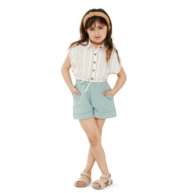 Wonder Nation Girls Camp Shirt & Short Set, 2-Piece, Sizes 4-18 & Plus ...