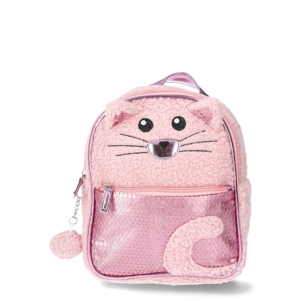 Wonder Nation Girls Faux Shearling Cat Mini Backpack - Walmart Business ...