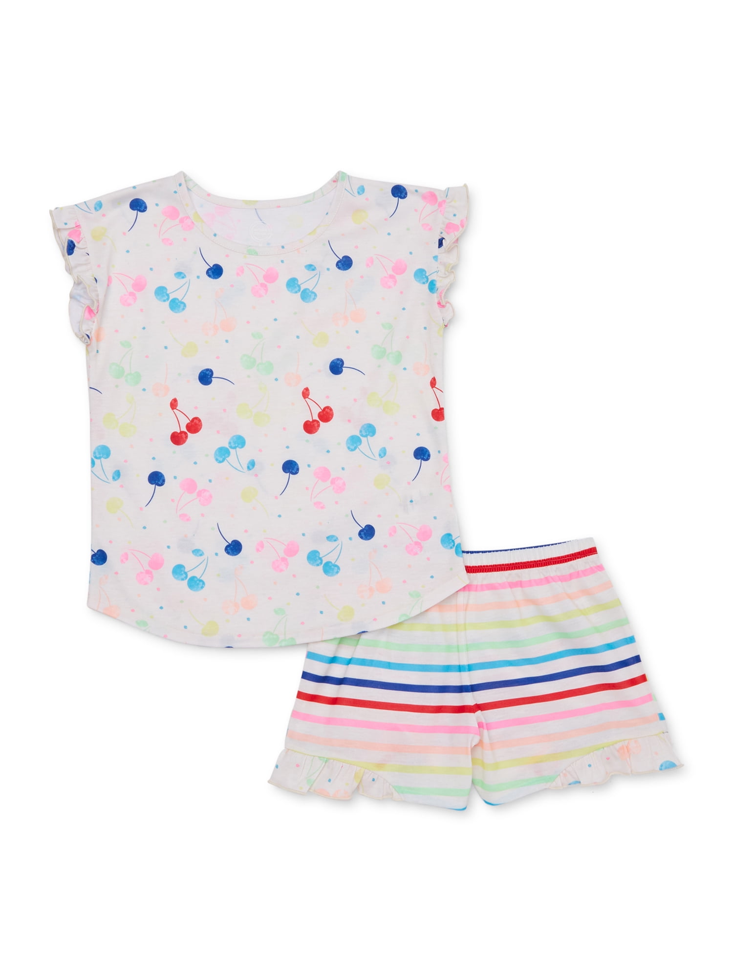 Wonder Nation Girls Cherry Sleep Shorts Set, 2-Piece - Walmart.com