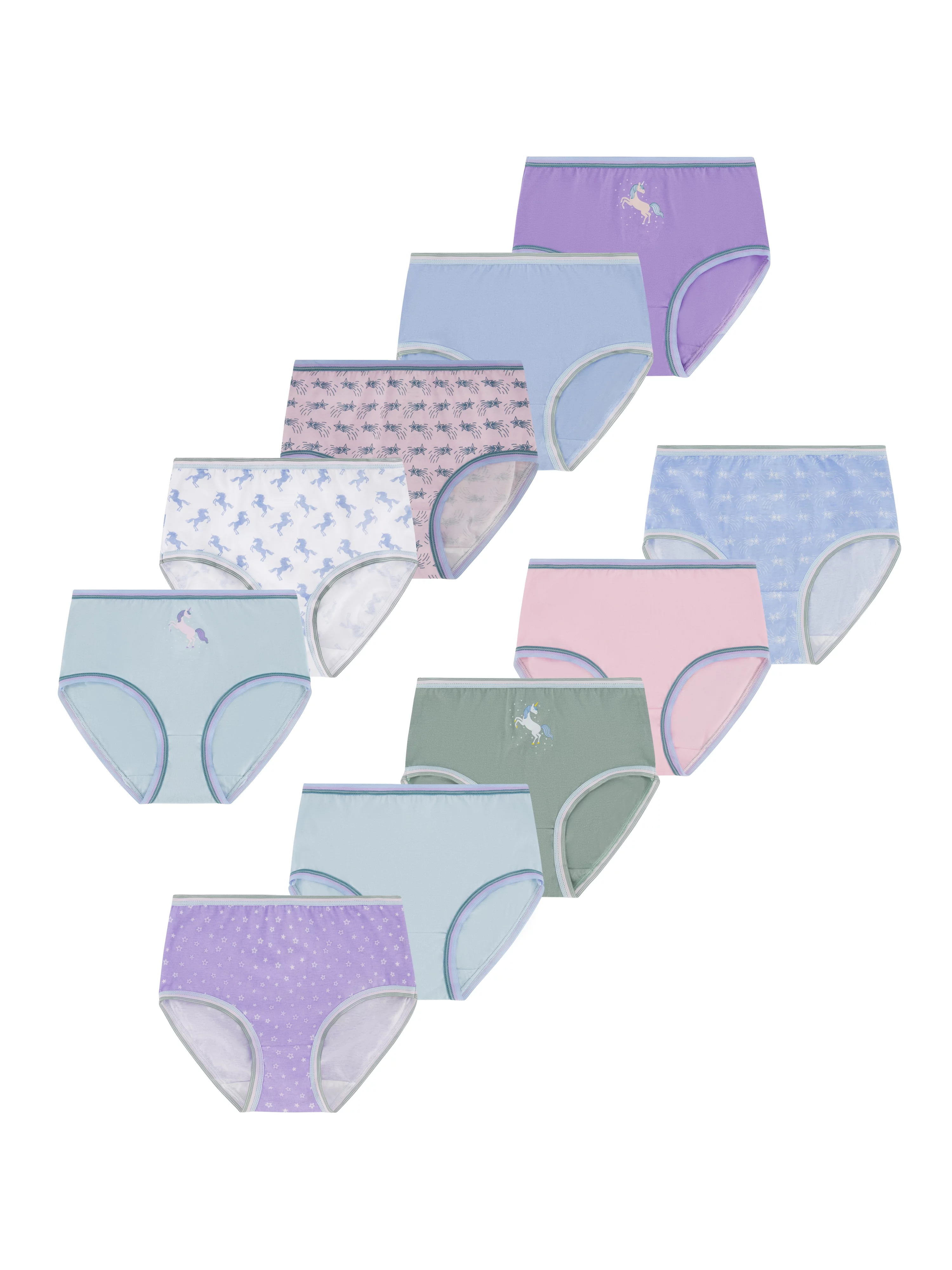 Wonder Nation Girls Cotton Brief Underwear 10 Pack Sizes 4-18 Plus ...