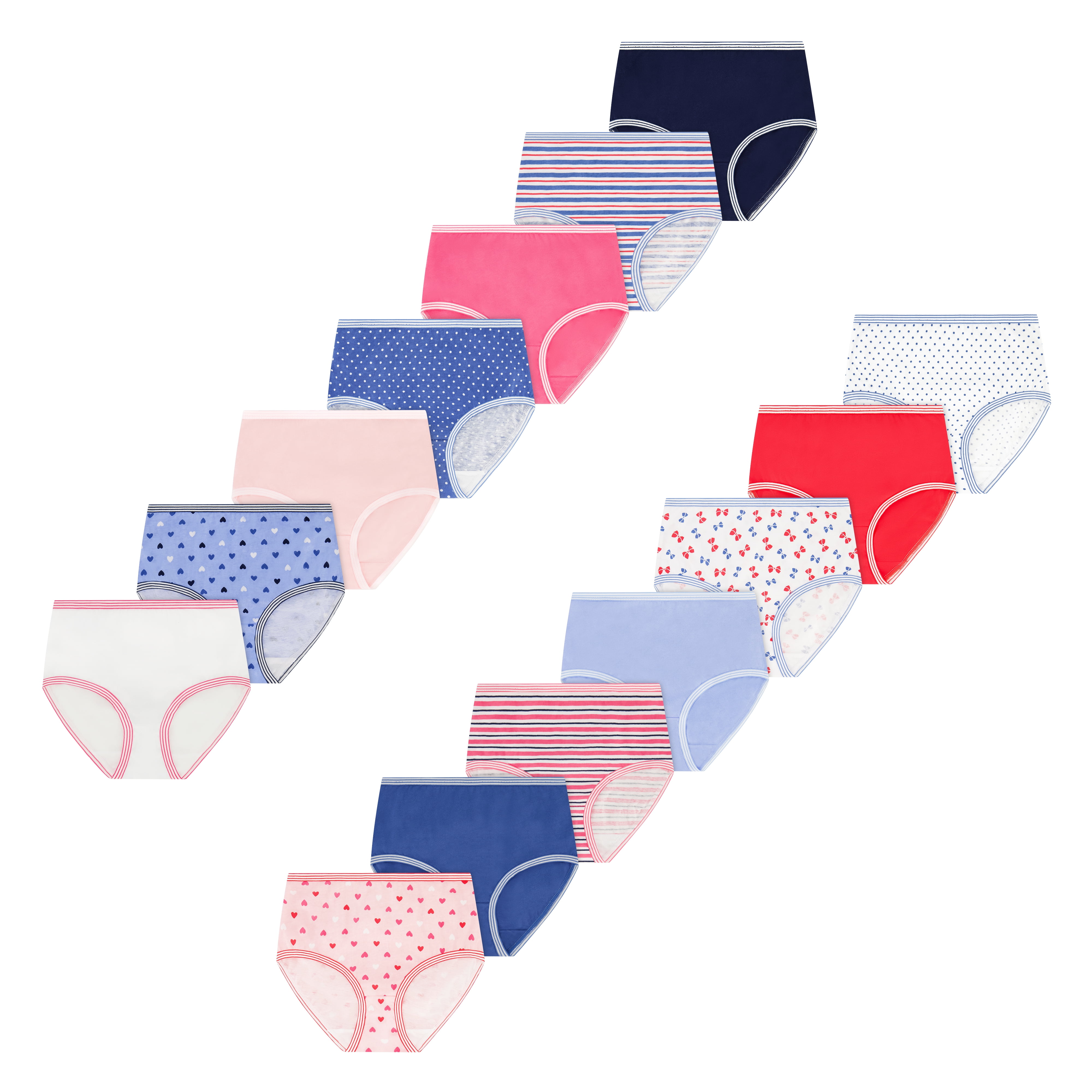 Wonder Nation Girls Cotton Brief Underwear, 14-Pack, Sizes 4-18 ...