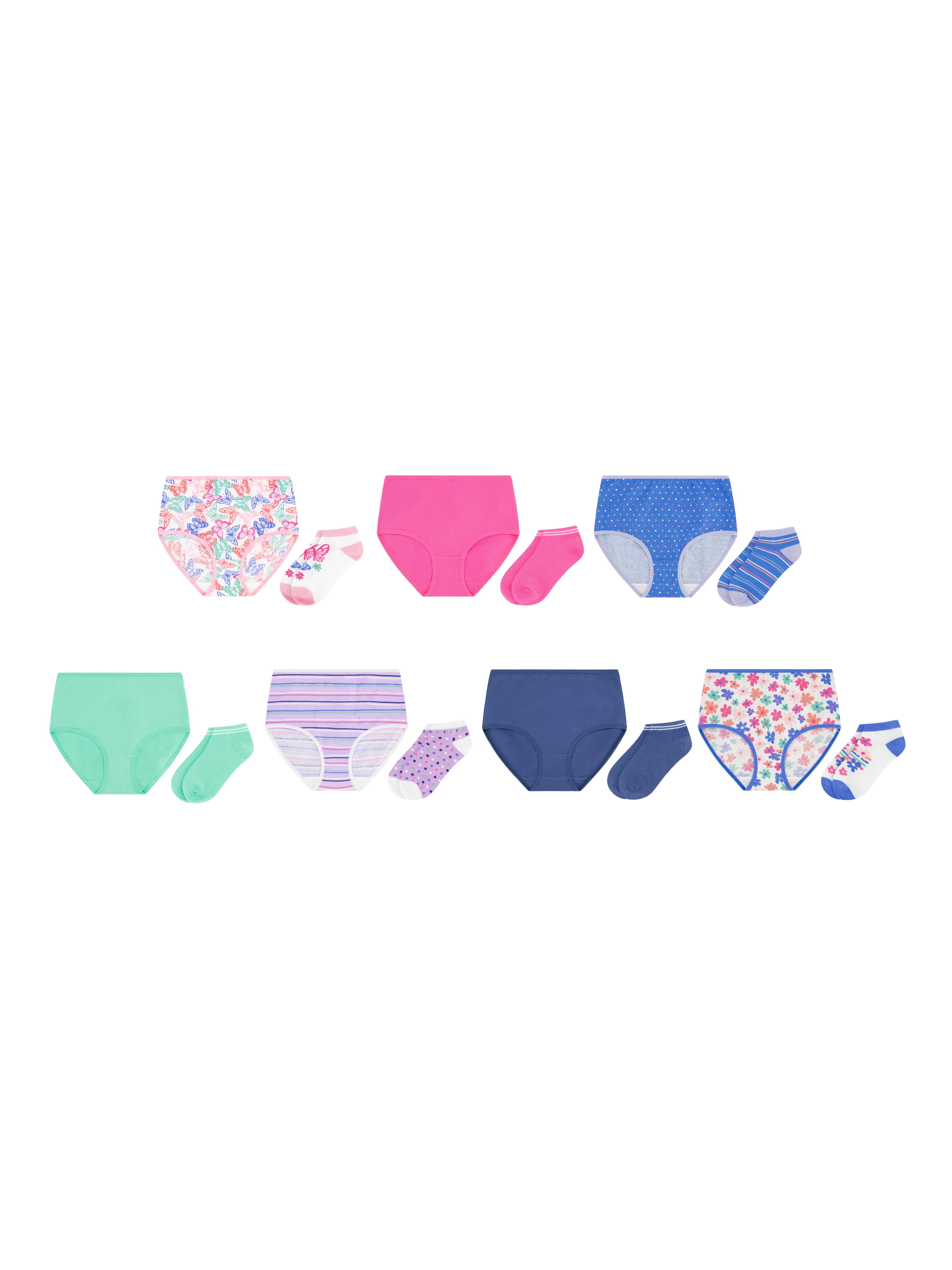 Wonder Nation Girls Cotton Underwear and Socks Bundle 14-Pack Sizes 4 ...