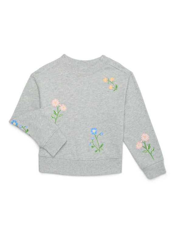 Wonder Nation Girls Layered Sweatshirt, Sizes 4-18 & Plus - Walmart.com