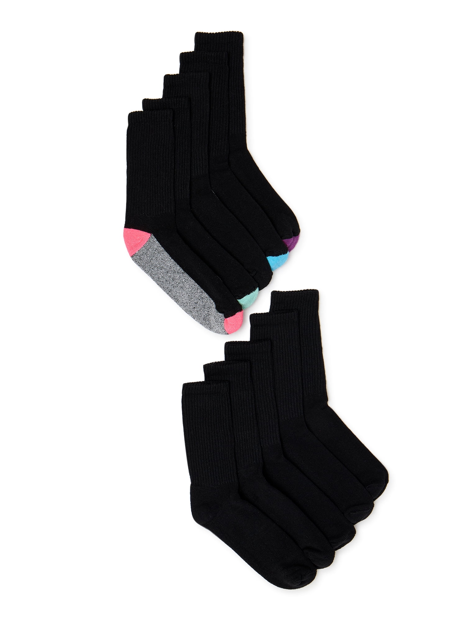 Wonder Nation Girls Crew Socks - Pack of 10 - Walmart.com