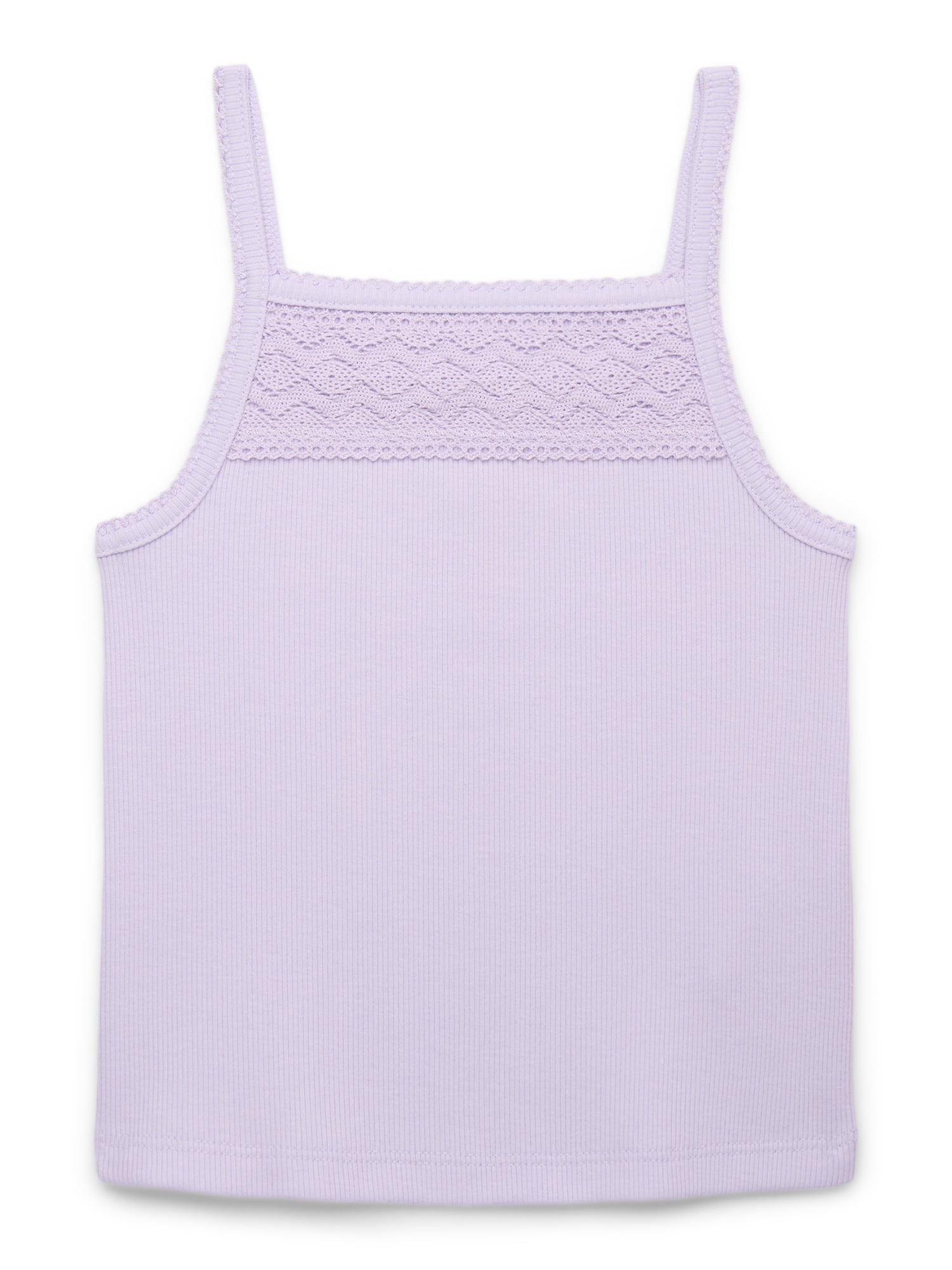 Wonder Nation Girls Crochet Trim Tank Top with Square Neck and ...