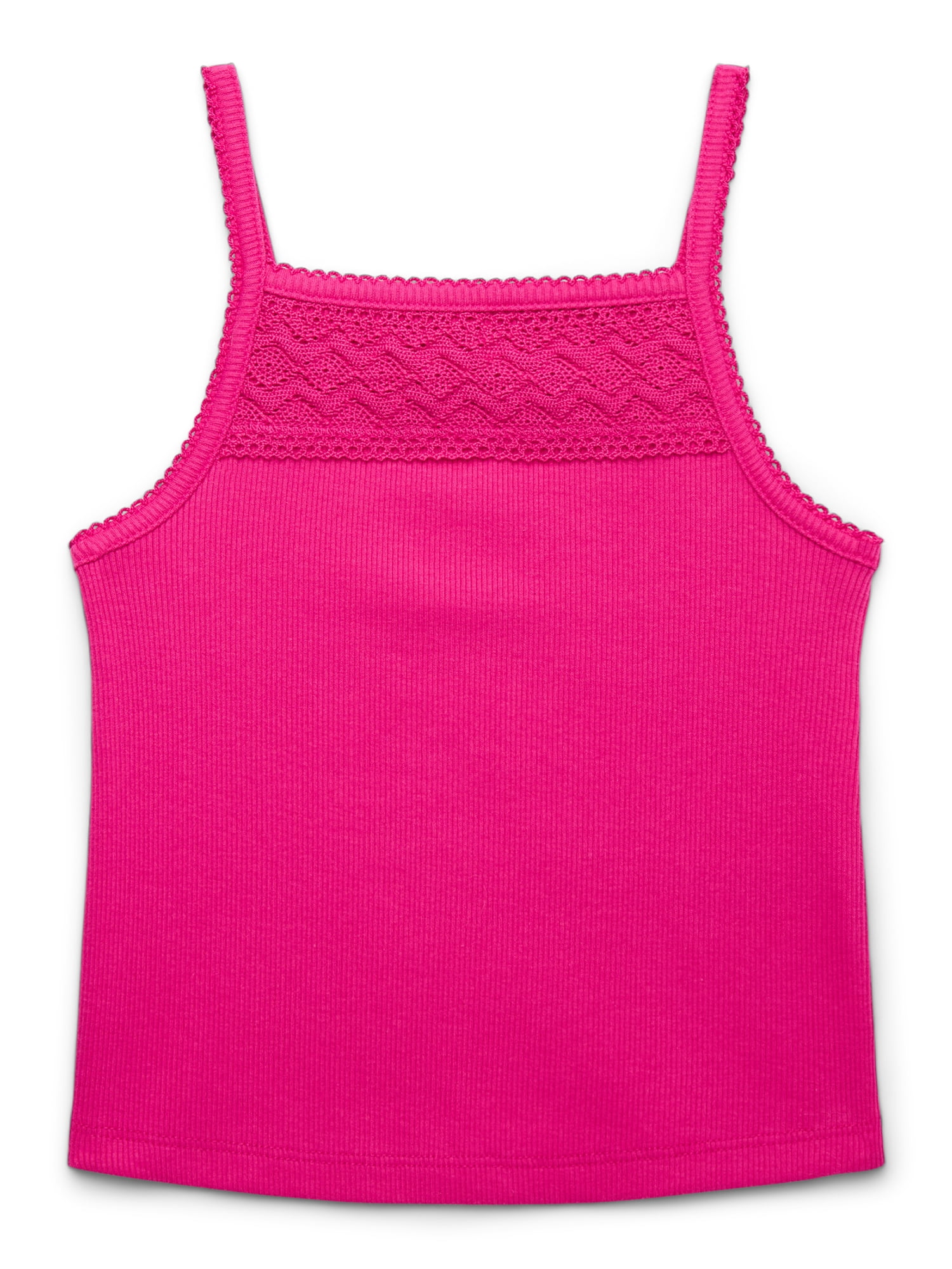 Wonder Nation Girls Crochet Trim Tank Top, Sleeveless Cotton Blend ...