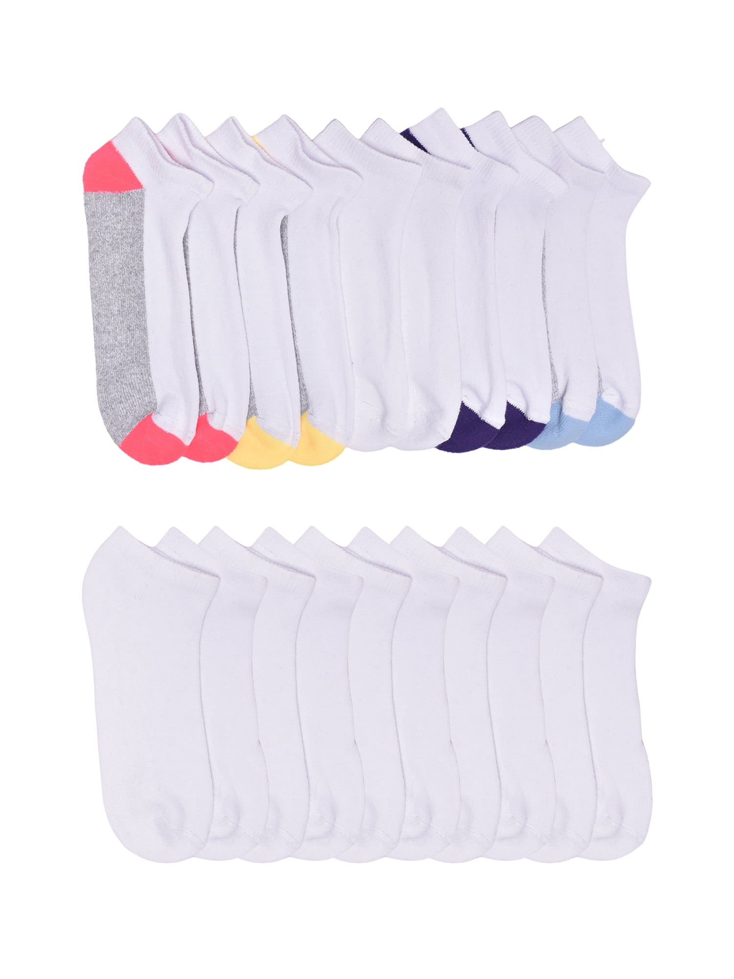 Wonder Nation Girls Cushioned Socks 10-Pack Sizes S 6-10.5 L 4-10 ...