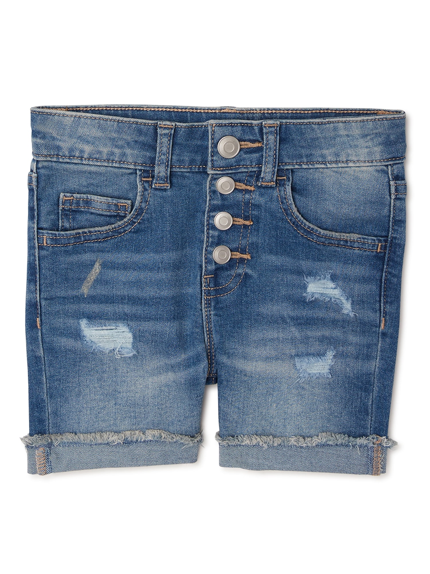 Wonder Nation Girls Ripped Distressed Denim Shorts, Sizes 4-18 & Plus ...