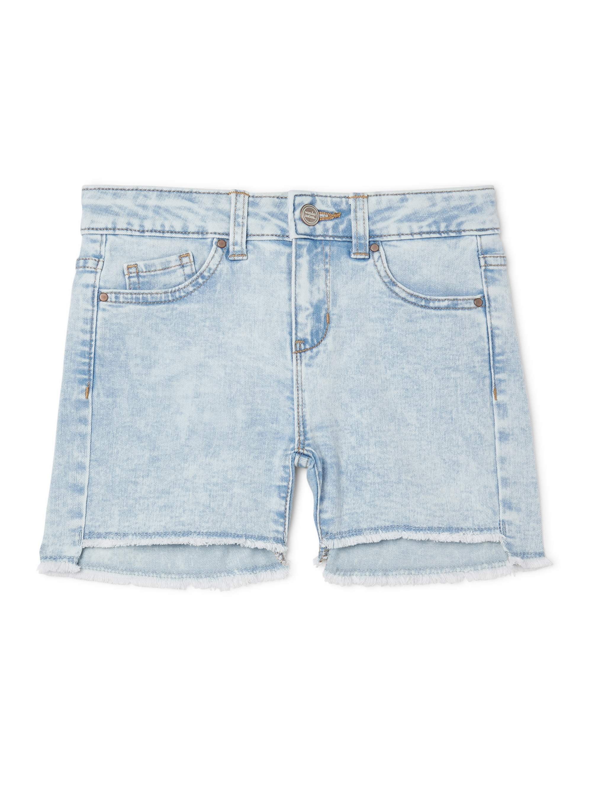 Wonder Nation Girls Distressed Hem Denim Jean Shorts, Sizes 5-18 & Plus ...