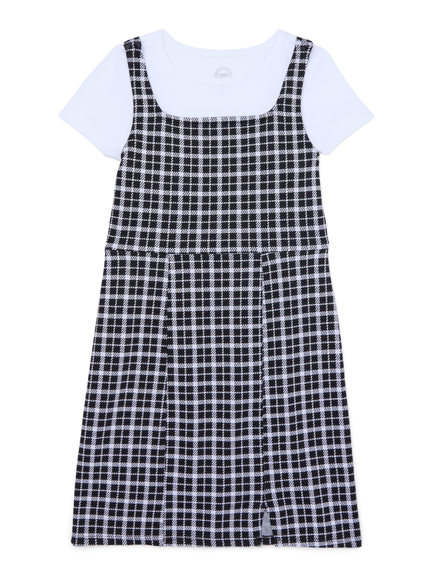 Wonder Nation Girls Double Knit Short Sleeve Tee and Dress Set, 2-Piece ...