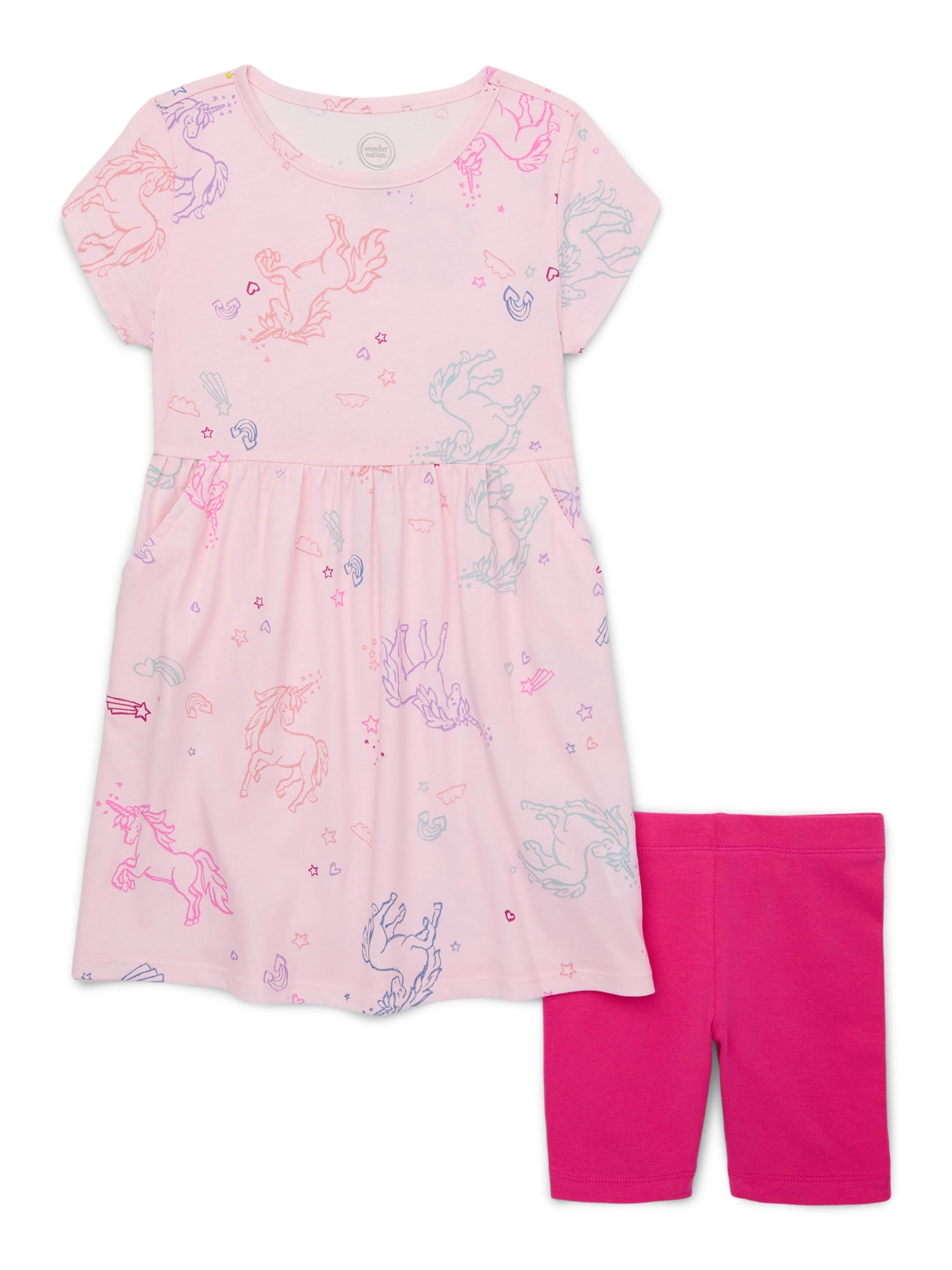 Wonder Nation Girls Dress & Biker Shorts Set - Sizes 4-18 - Walmart.com