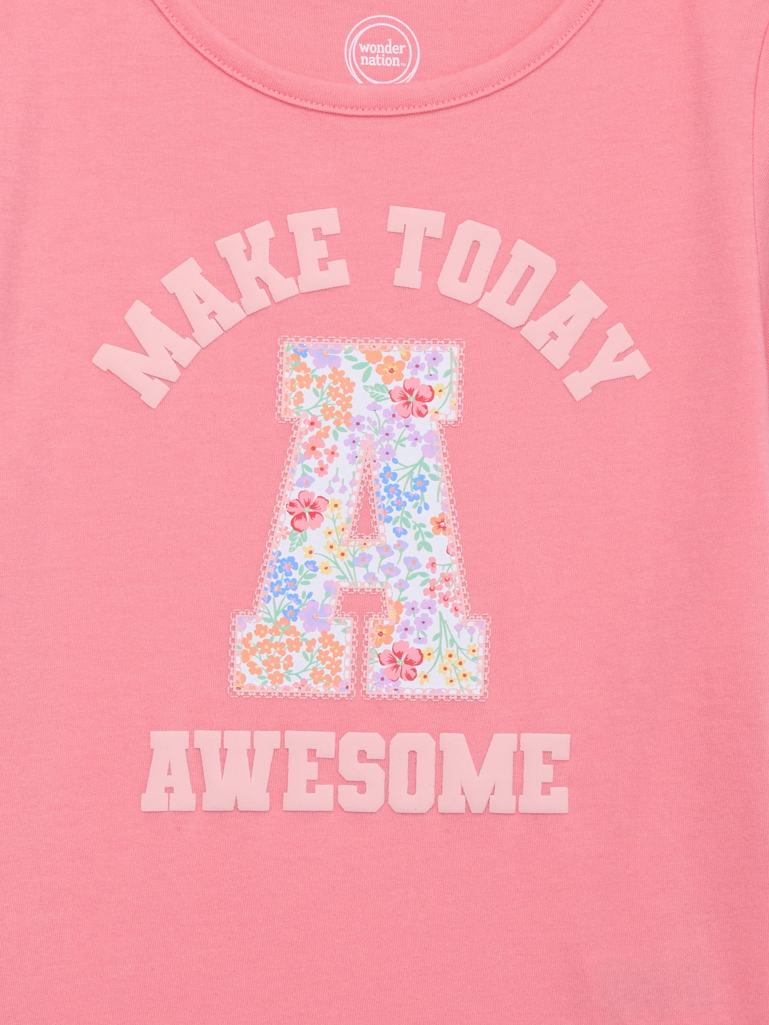 Wonder Nation Girls Embellished Graphic Tee with Short Sleeves Sizes 4 ...