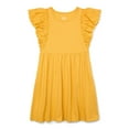Wonder Nation Girls Eyelet Flutter Sleeve Skater Dress, Sizes 4-18 ...