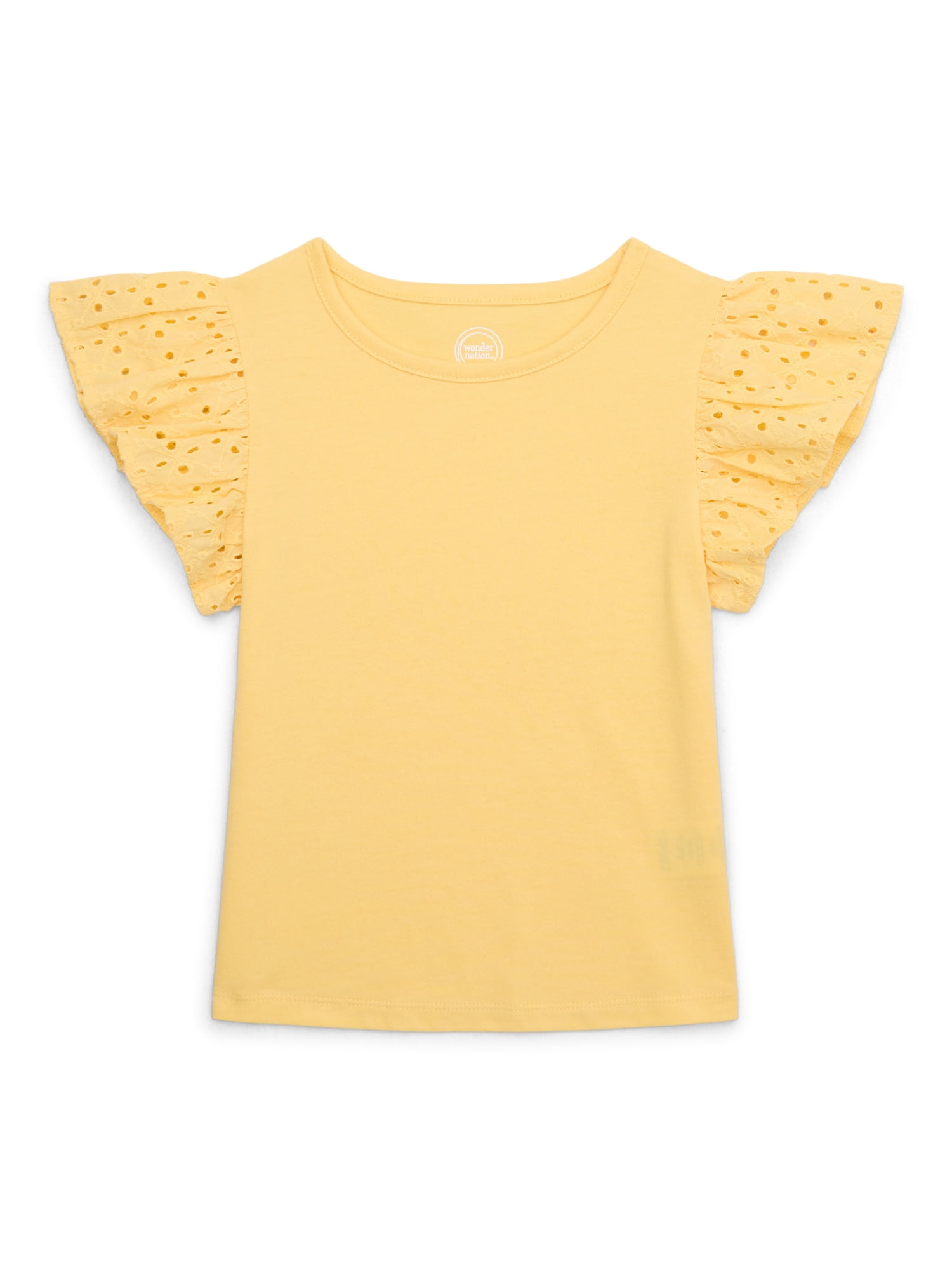 Wonder Nation Girls Eyelet Sleeve Top Sizes 4-18 Plus Cotton Blend ...