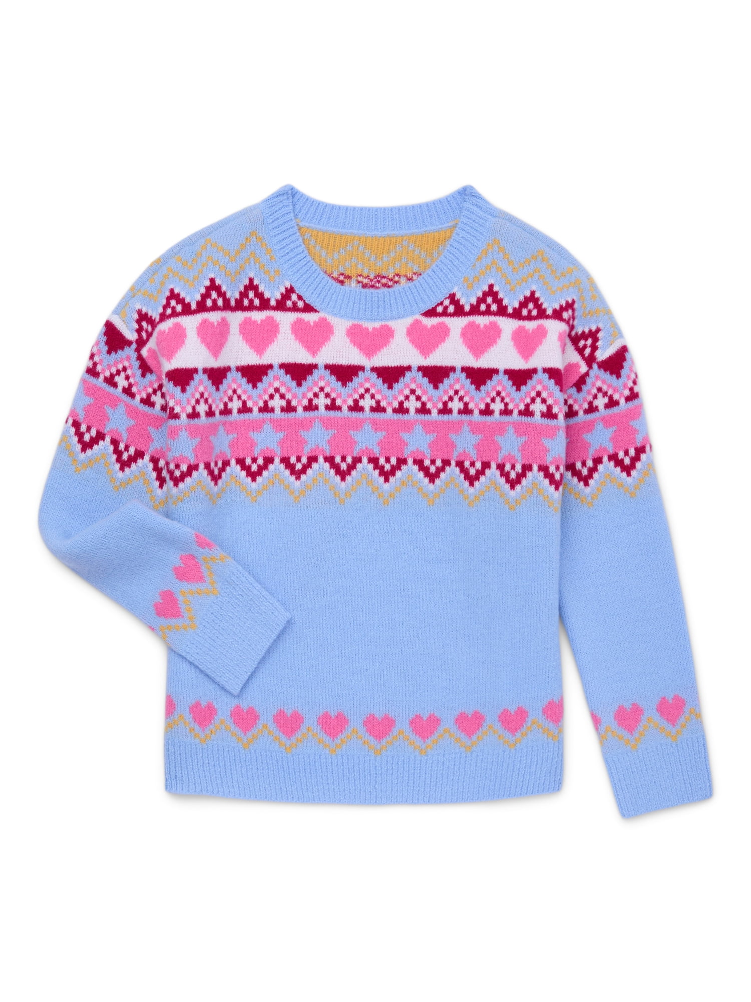 Wonder Nation Girls Fair Isle Sweater, Sizes 4-18 & Plus - Walmart.com