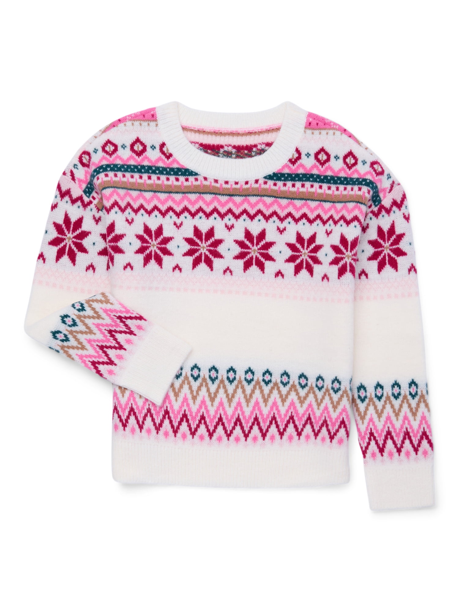 Wonder Nation Girls Long Sleeve Fairaisle Sweater Sizes 4-18 Plus Warm ...