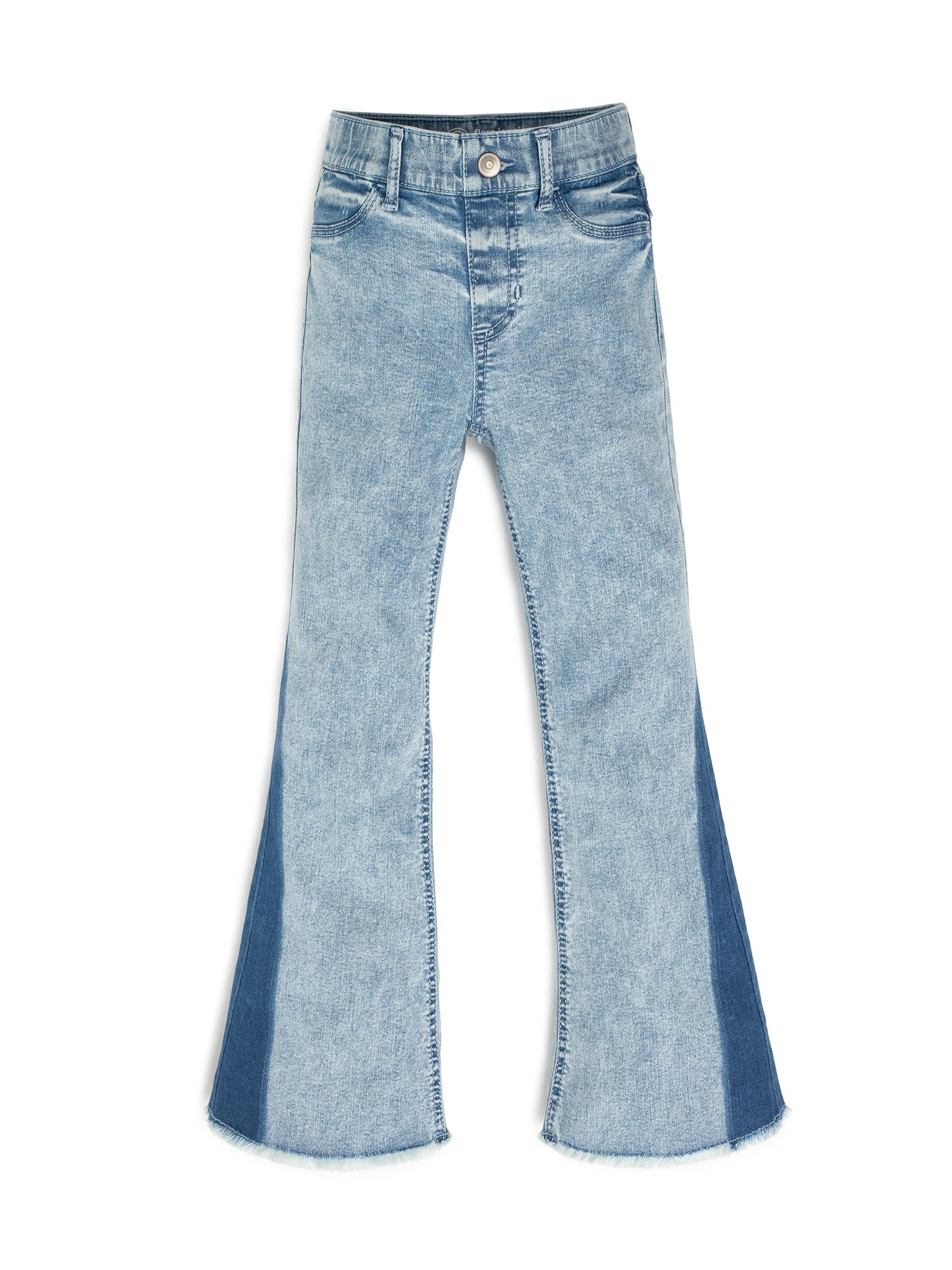 Wonder Nation Girls Fashion Flare Jegging, Acid Wash Stretch Denim ...