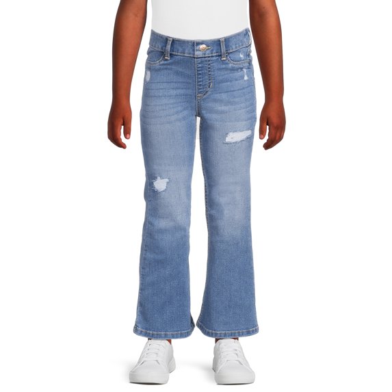 Wonder Nation Girls Flare Jeggings, Stretch Denim, Distressed, Sizes 4 ...