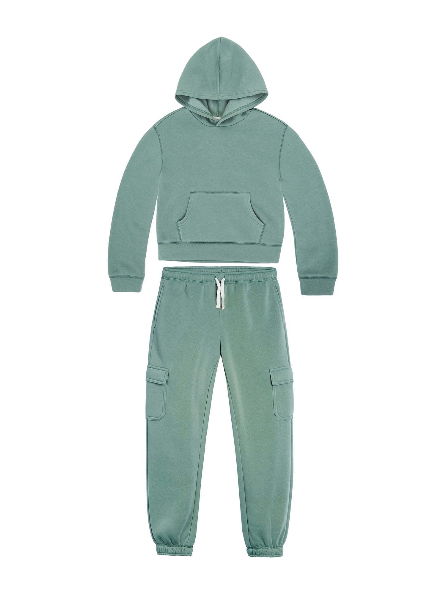 Wonder Nation Girls Fleece Hoodie and Jogger Pant Outfit, 2-Piece Set ...