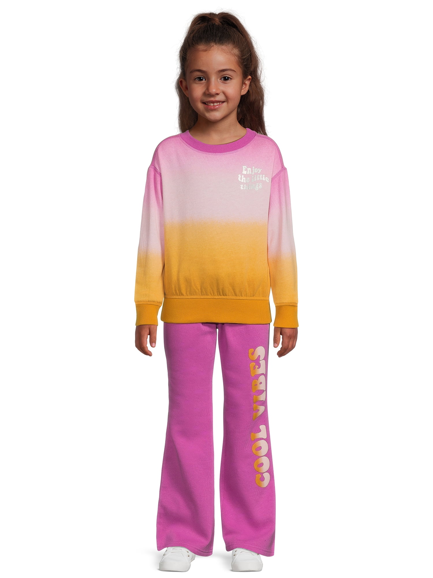 Wonder Nation Girls Fleece Pullover Set - Flare Sweatpants - Walmart.com