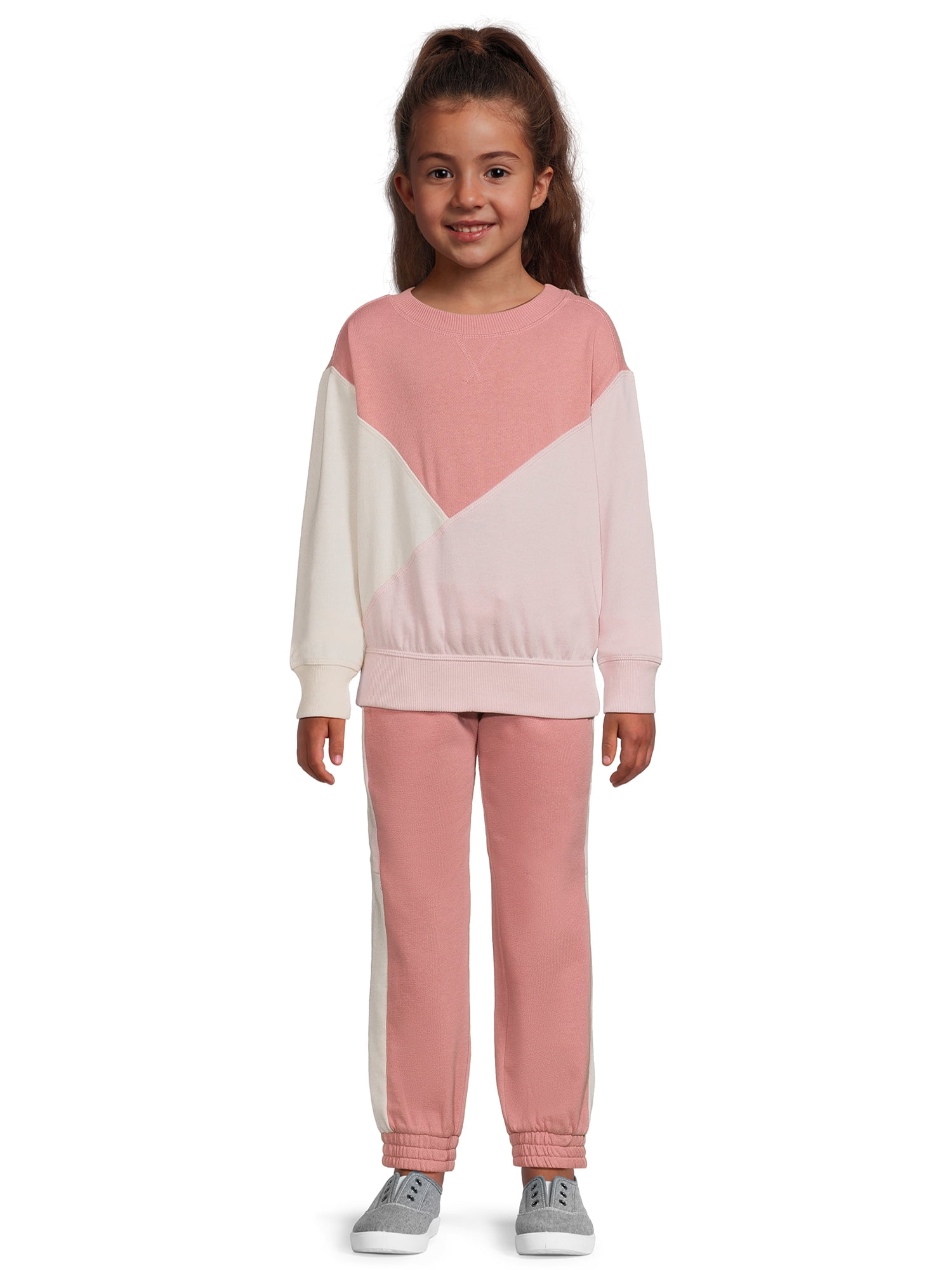Wonder Nation Girls Fleece Pullover Top and Joggers Set, 2-Piece, Sizes ...