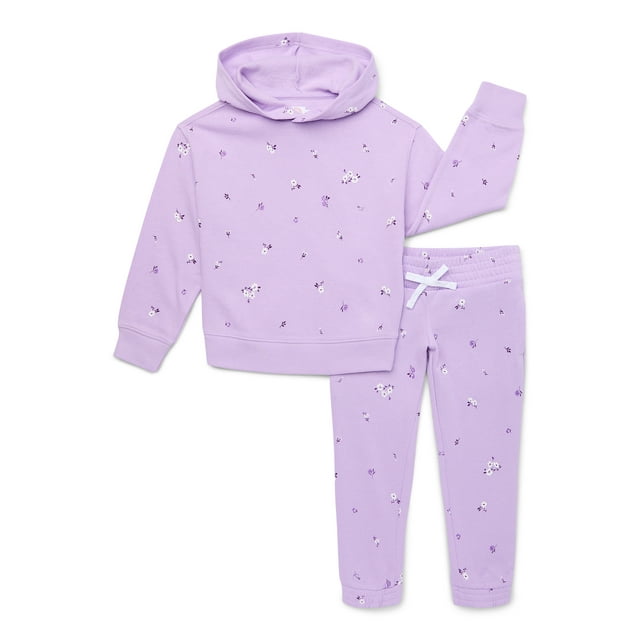 Wonder Nation Girls Fleece Hoodie & Joggers Set, Sizes 4-18 & Plus ...