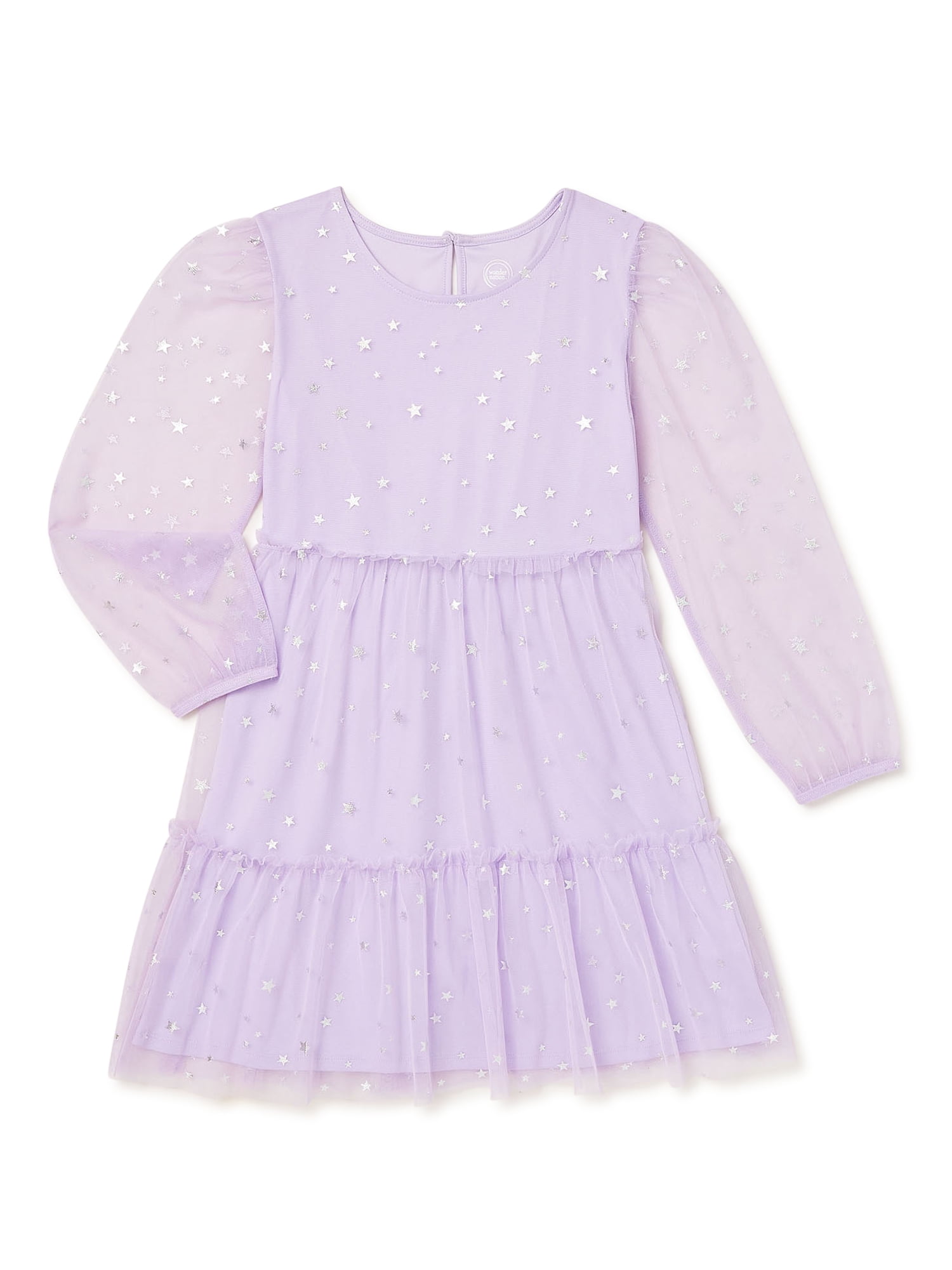 Wonder Nation Girls Foil Mesh Dress Sizes 4-18 & Plus - Walmart.com